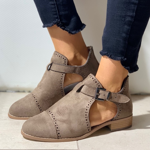 Boutique | Shoes | Muse Tan Cut Out Buckle Booties | Poshmark